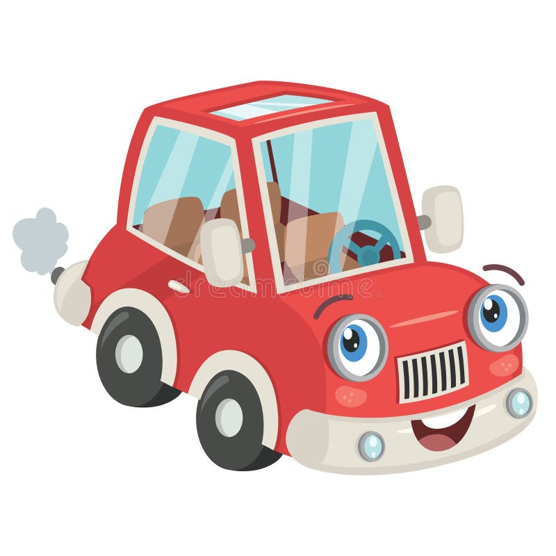 Funny Cartoon Red Car Posing Vektor Abbildung - Illustration von ...