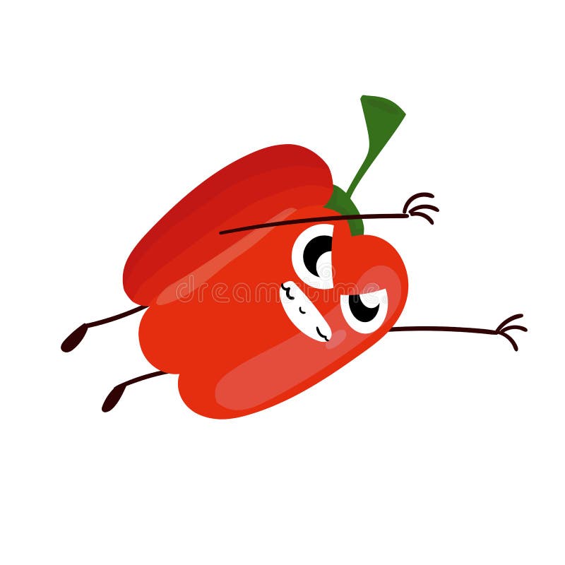 Funny Cartoon Red Pepper Drawing Illustration Isolated Stock ...