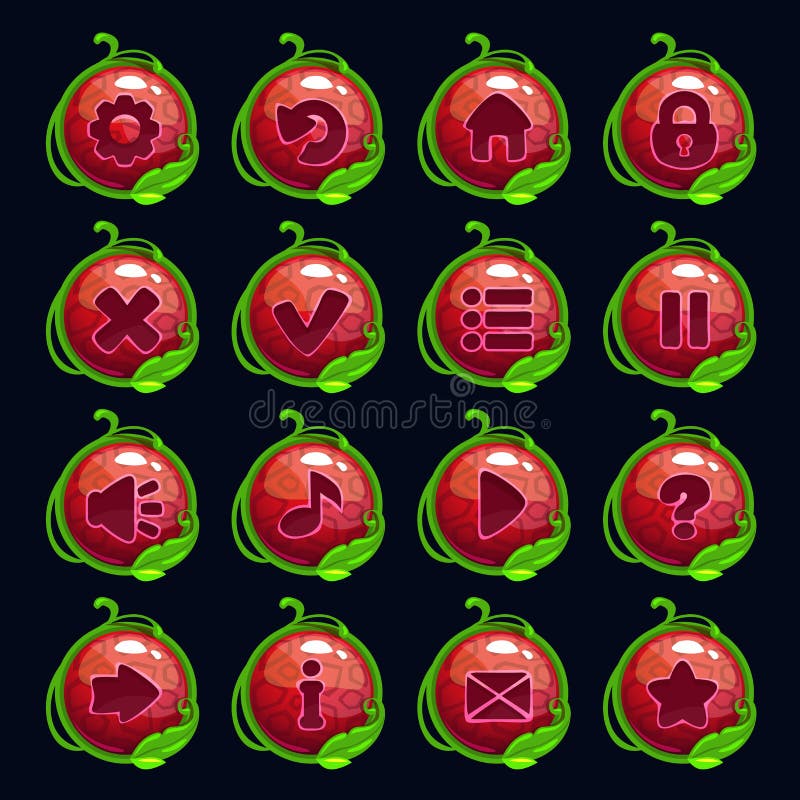 Funny Cartoon Yellow Round Menu Buttons Stock Illustration ...