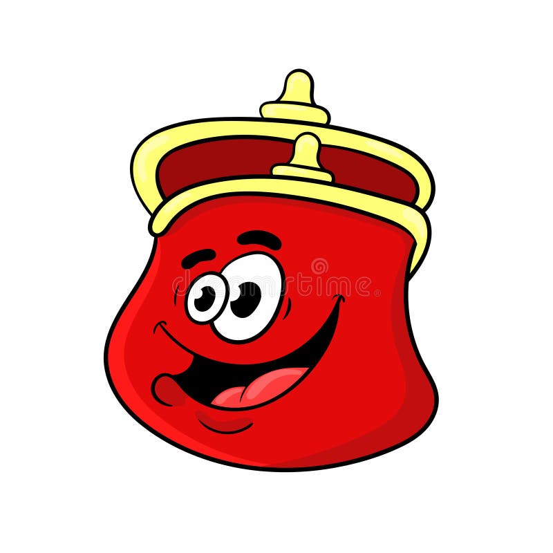 Funny Cartoon Red Wallet Character Design Vector Illustration Stock ...