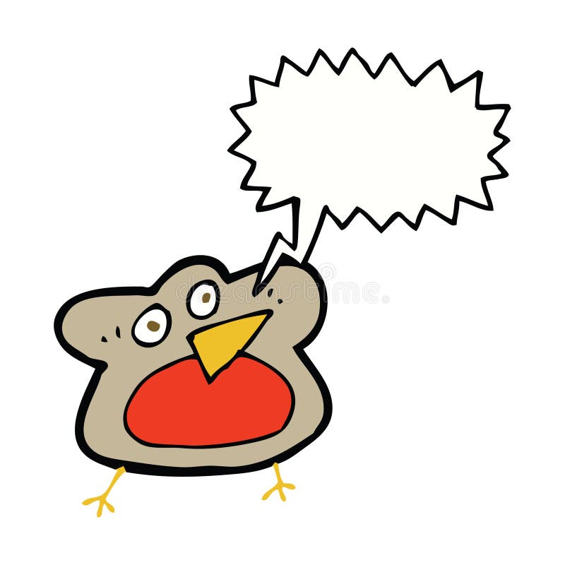 Funny Cartoon Robin with Speech Bubble Stock Illustration ...