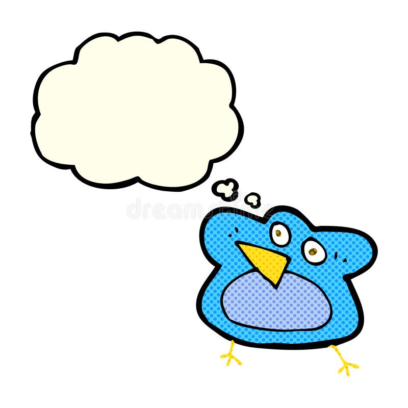 Funny Cartoon Robin with Thought Bubble Stock Illustration ...