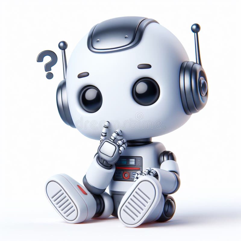 Funny Cartoon of a Robot Thinking. Digital and Technology Team Stock ...