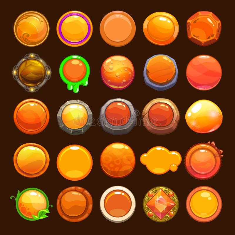 Funny Cartoon Round Buttons Stock Vector - Illustration of jungle ...