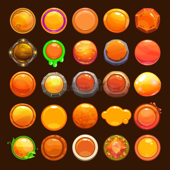 Funny Cartoon Round Buttons Stock Vector - Illustration of jungle ...