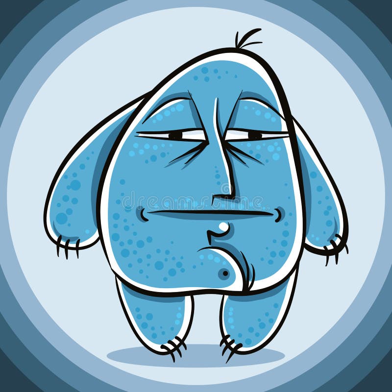 Funny cartoon sad monster. stock vector. Illustration of clipart - 47868230