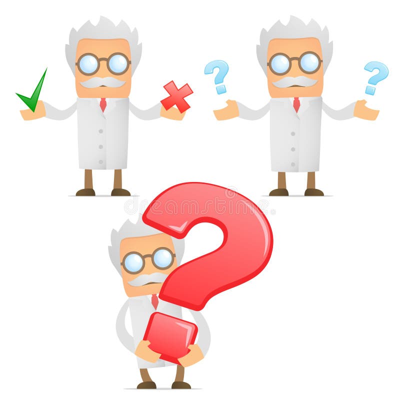 Funny Cartoon Scientist With A Question Mark Stock Image - Image: 21036521
