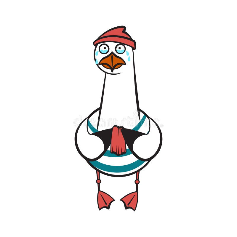 Funny Cartoon Seagull Sick Stock Vector Illustration Of Comic