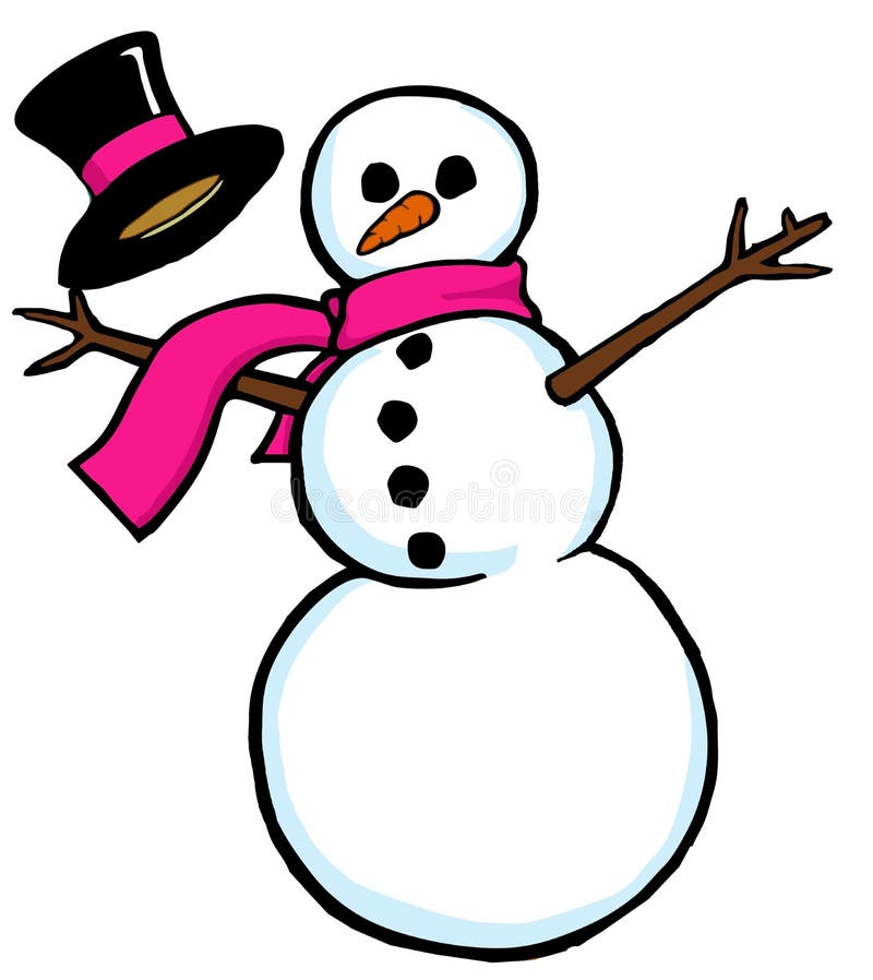 Funny Cartoon Snowman with Top Hat Falling Off Stock Vector ...
