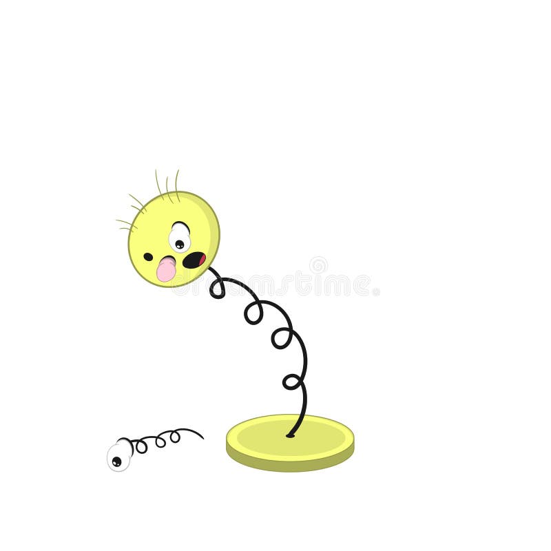 Spring with Eyes and a Big Nose in a Pink Boot, Cartoon Drawing. Stock ...