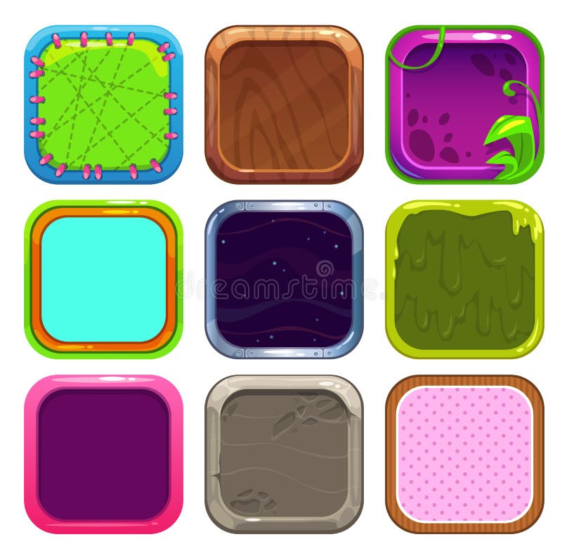 Funny Cartoon Square Frames for App Icons Design. Stock Vector ...