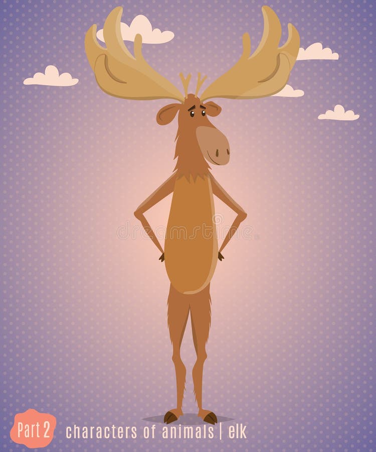 Funny cartoon standing elk stock vector. Illustration of horned - 72006551