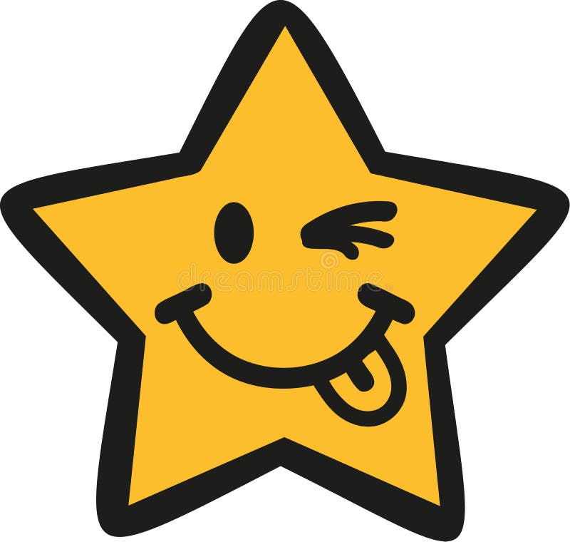 Funny Cartoon Star Blinking Stock Vector - Illustration of icon, tongue ...