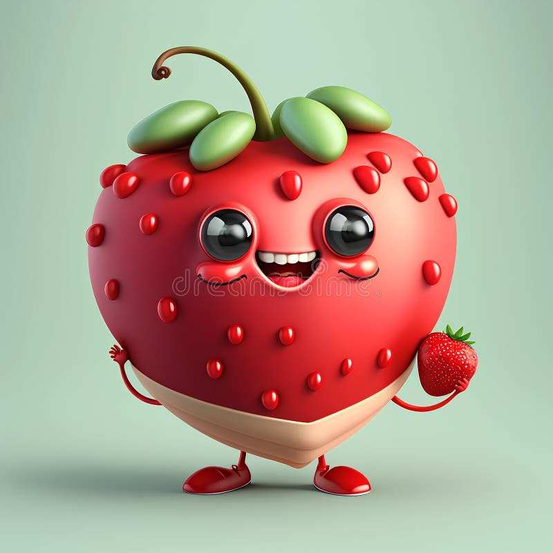 Funny Cartoon Strawberry Character. 3d Illustration, 3d Rendering Stock ...