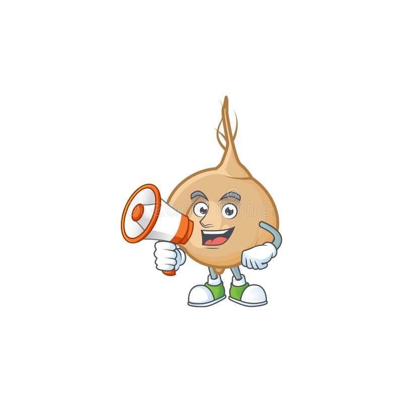 Funny Cartoon Style of Jicama with Megaphone Stock Vector ...