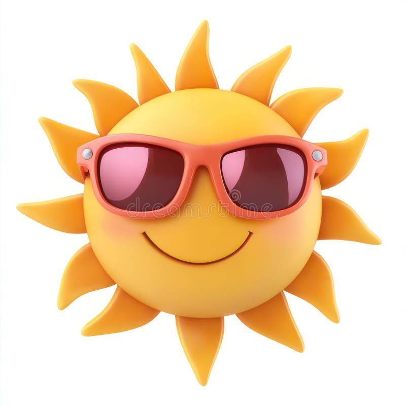 Funny Cartoon Sun with Sunglasses Isolated on White Created with ...