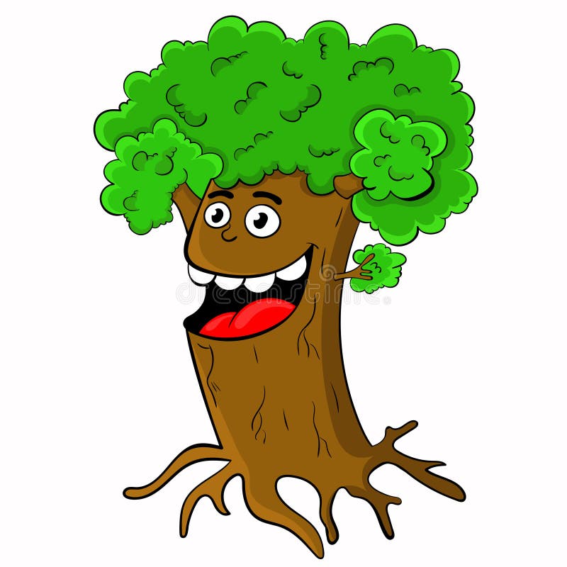 Funny Cartoon Tree Design Nature. Vector Illustration Stock Vector ...