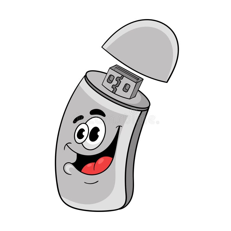 Funny Cartoon USB Flash Drive, Vector Illustration Stock Vector ...