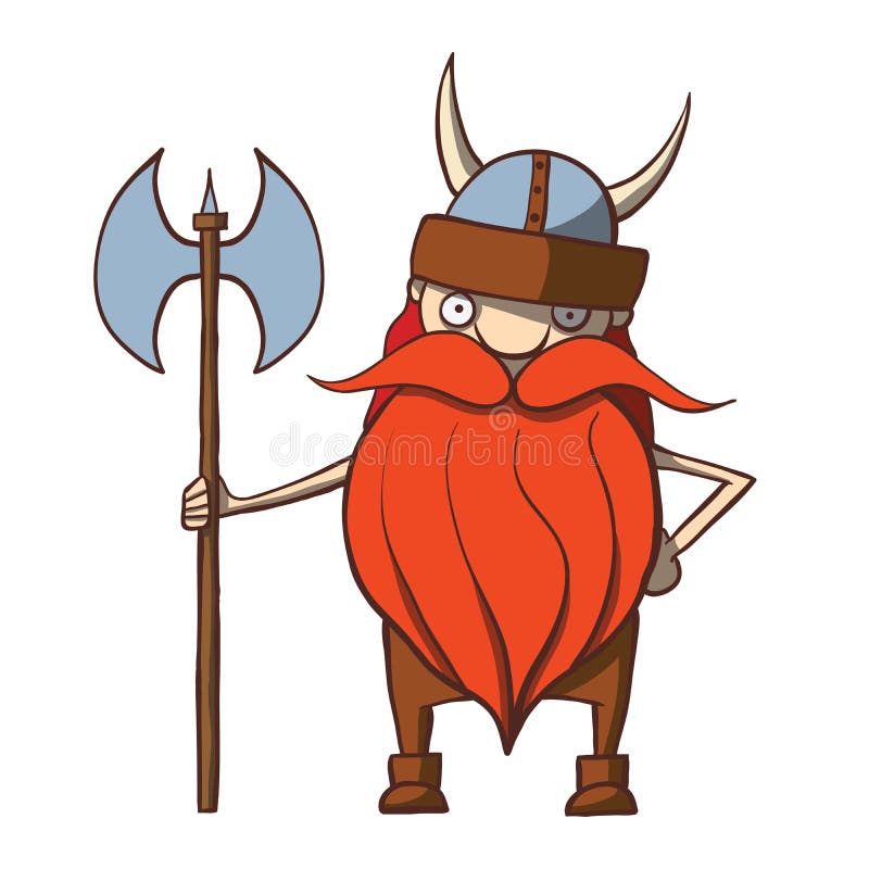 Funny Cartoon Viking with an Ax. Vector Stock Vector - Illustration of ...
