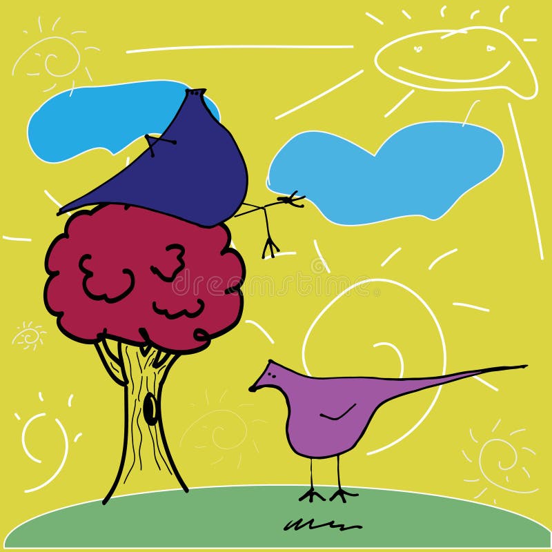 Funny Cartoon and Vintage Birds Stock Vector - Illustration of ...