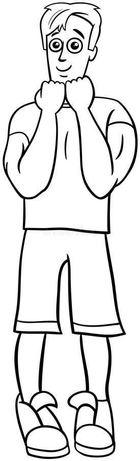 Funny Cartoon Young Man Character Coloring Page Stock Vector ...
