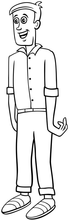 Funny Cartoon Young Man Comic Character Coloring Page Stock Vector ...