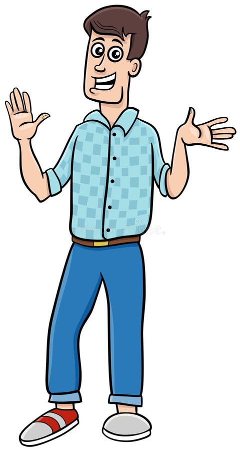 Funny Cartoon Young Man or Guy Comic Character Stock Vector ...