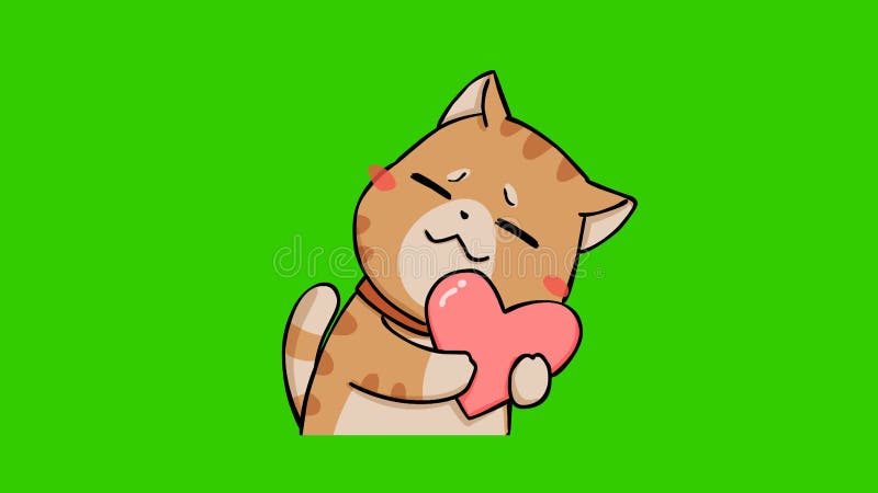 Funny Cat Animation on Green Screen Stock Footage - Video of green ...