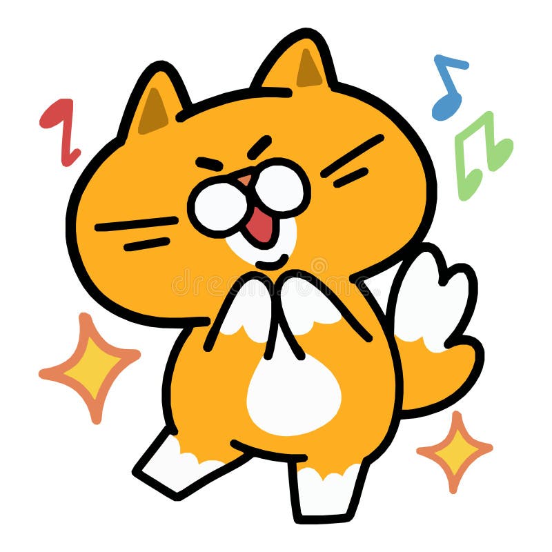 Funny Cat Dancing and Singing Doodle Illustration Stock Illustration ...