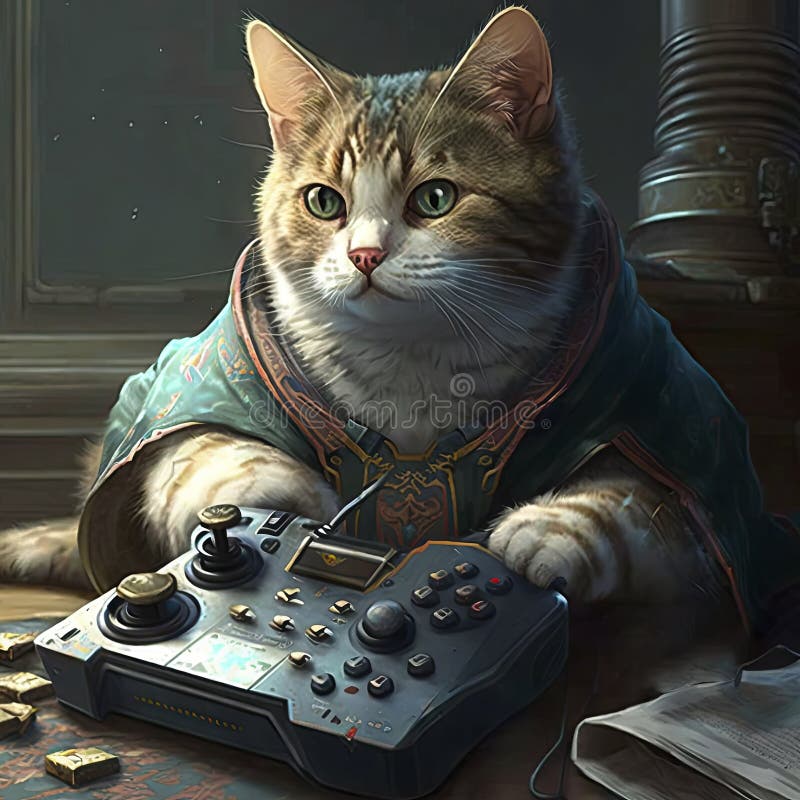 Funny Cat Dressed As a Gamers, Gamers Cat, Play Games Cat, Generative ...