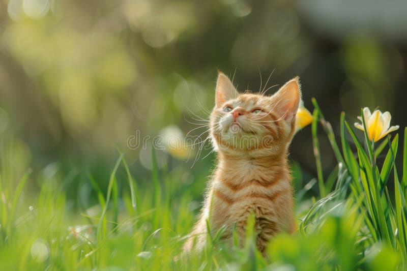 Funny Cat Enjoying the Begining of the Blooming Spring Stock Photo ...