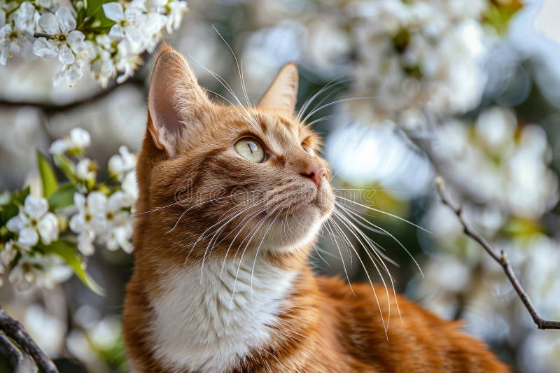 Funny Cat Enjoying the Begining of the Blooming Spring Stock Image ...