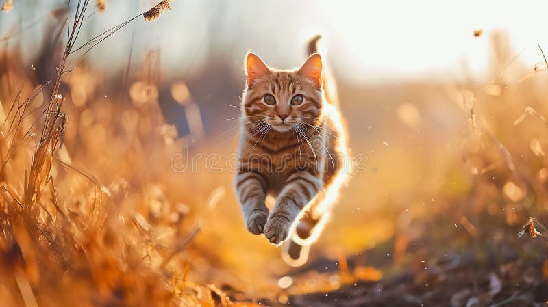 Funny Cat Flying. Cat Jumping Mid-air Looking at Camera Stock ...