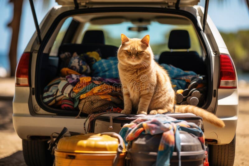 Funny Cat Going on Vacation, Cat Travel Concept, AI Generative Stock ...