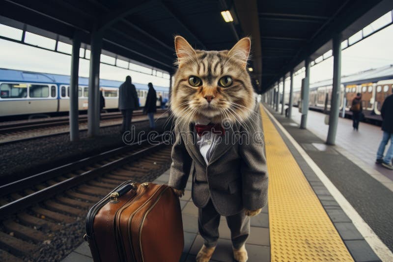 Funny Cat Going on Vacation, Cat Travel Concept, AI Generative Stock ...