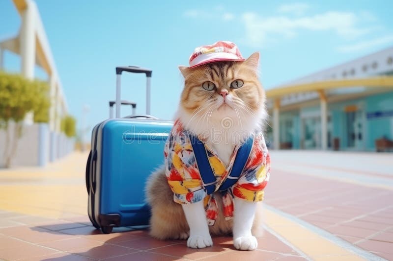 Funny Cat Going on Vacation, Cat Travel Concept, AI Generative Stock ...