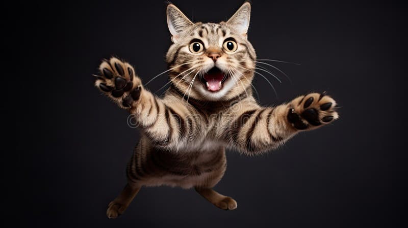 Funny cat jumping stock photo. Image of backgrounds - 312683056