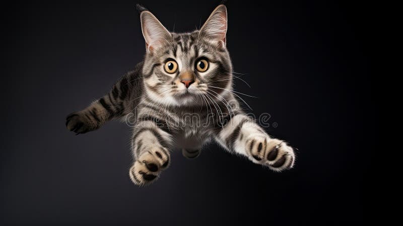Funny cat jumping stock photo. Image of sitting, feline - 296091376