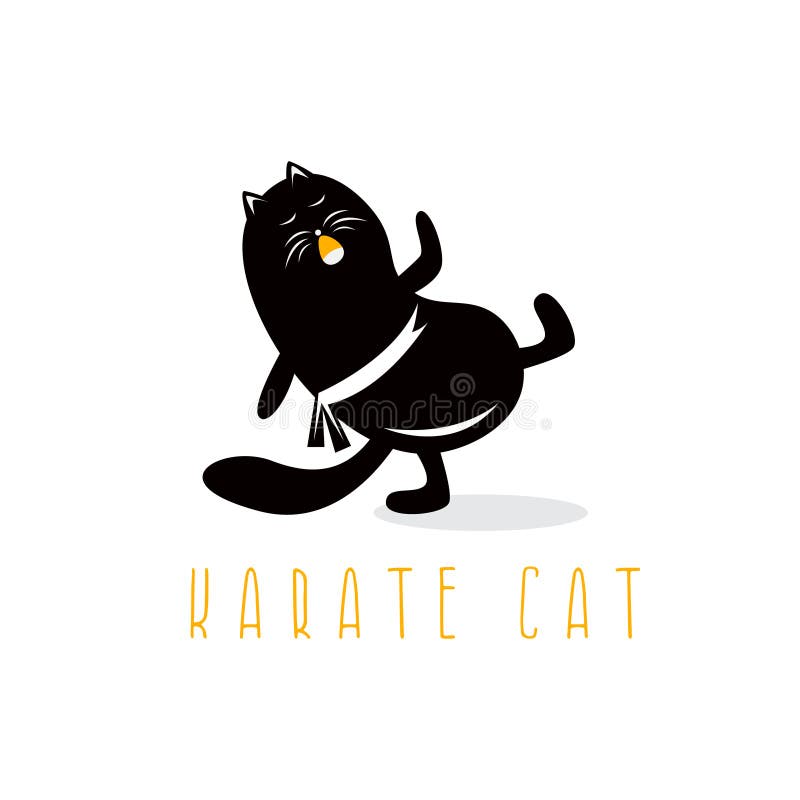 Funny Cat Making Karate Kick Vector Design Stock Vector - Illustration ...