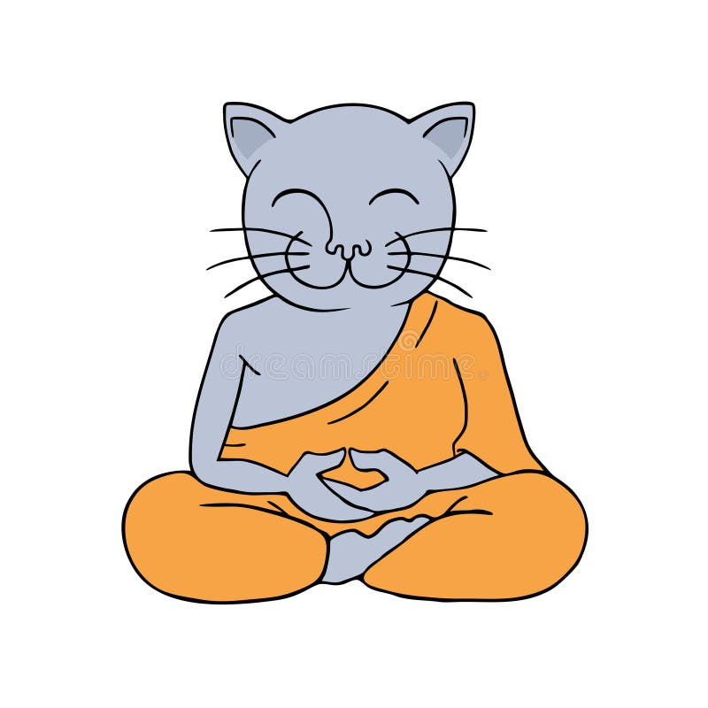Cat meditating stock vector. Illustration of cute, wellbeing - 24595271