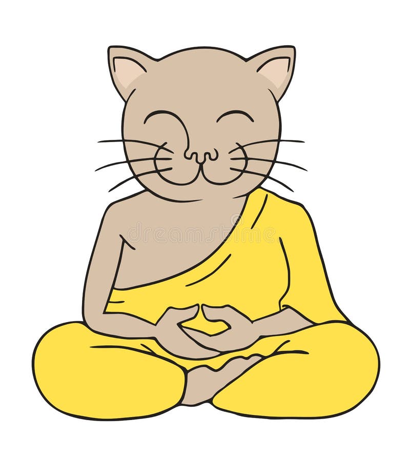 Funny cat meditating stock vector. Illustration of statue - 159884581