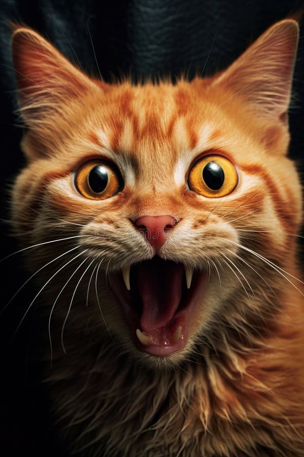 Funny Cat Portrait Looking Shocked or Surprised. Stock Illustration ...
