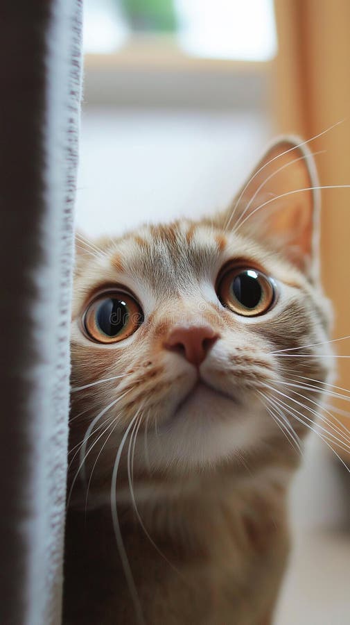Funny Cat Portrait. Surprised Shocked Cat with Wide Eyes Looking at ...