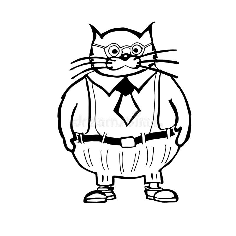 Funny cat sagely stock vector. Illustration of outline - 82660930