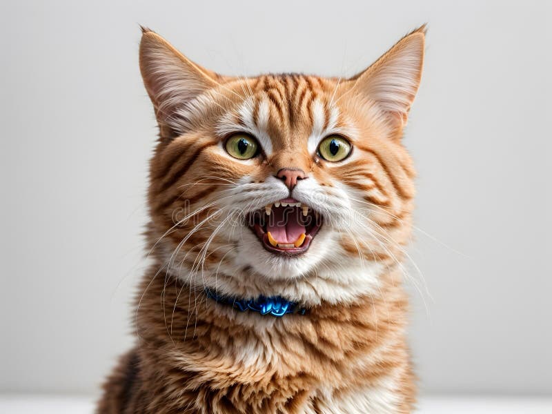 A funny cat screaming stock illustration. Illustration of adorable ...
