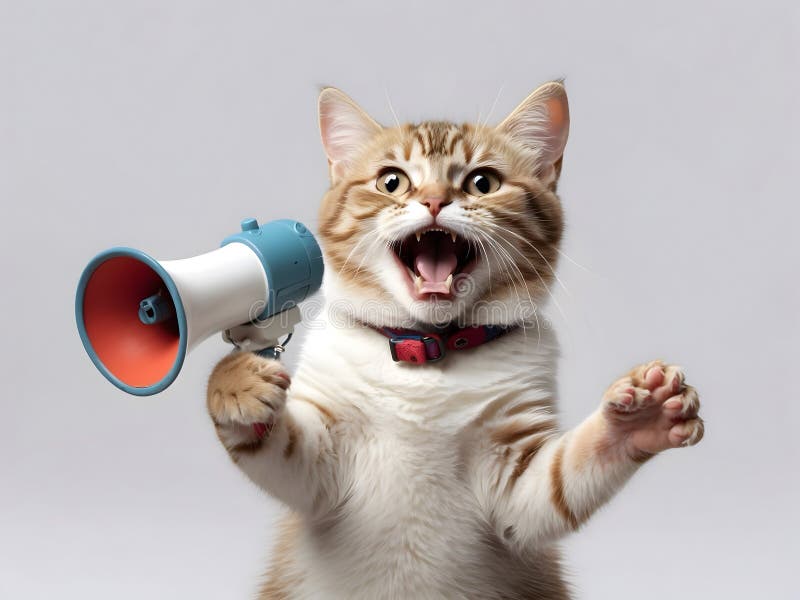 A funny cat screaming stock illustration. Illustration of loud - 298906678