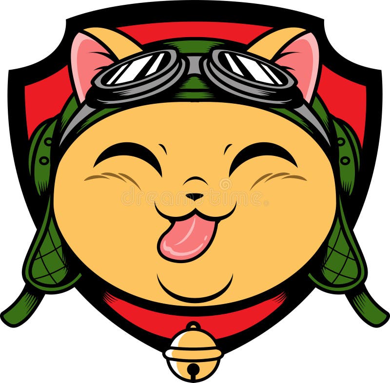 Funny Cat Shield Illustration Vector Logo Stock Vector - Illustration ...