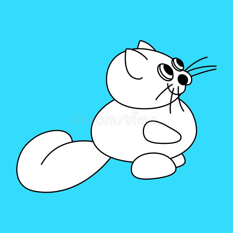 Funny Cat. Simple Outline Illustration. Stock Vector - Illustration of ...