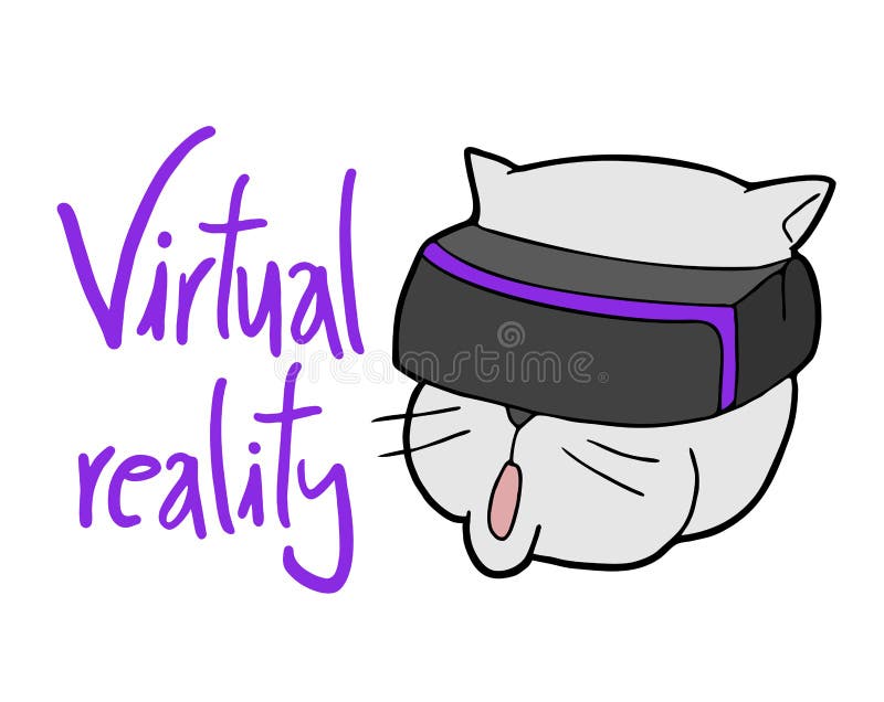 Funny Cat with Virtual Reality Glasses Stock Vector - Illustration of ...