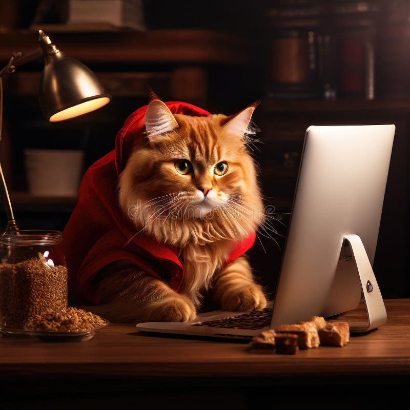 Funny Cat Working in Office Like a Human Being Stock Image - Image of ...